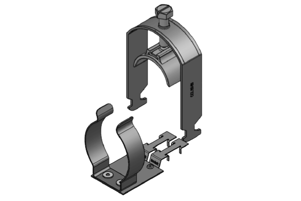 EMC shield clamps for C section rails C30, with or without integrated strain relief